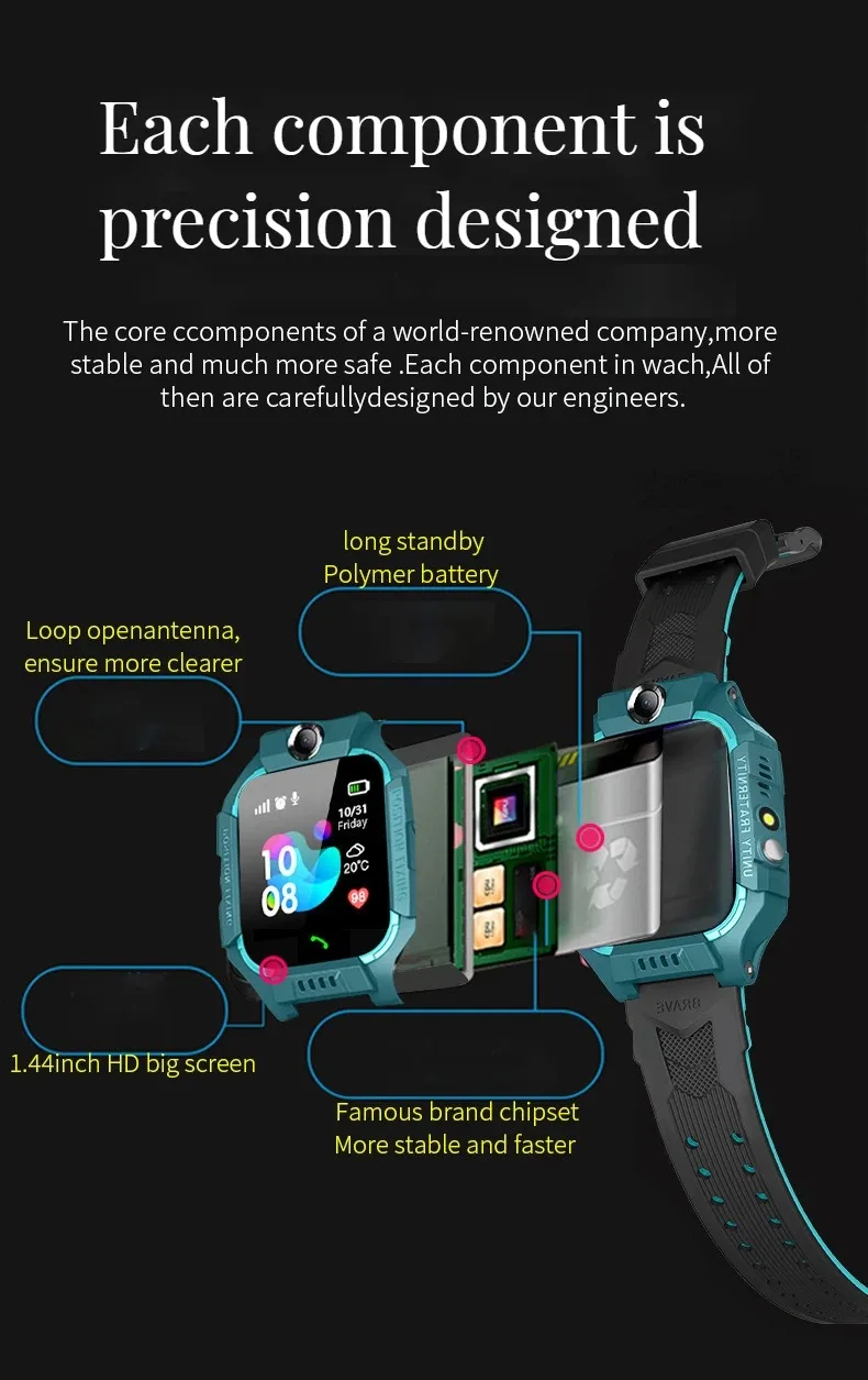 QC K1 Q19 Kids Smart Watch With Sim Card Ip67 Waterproof SOS Camera ...