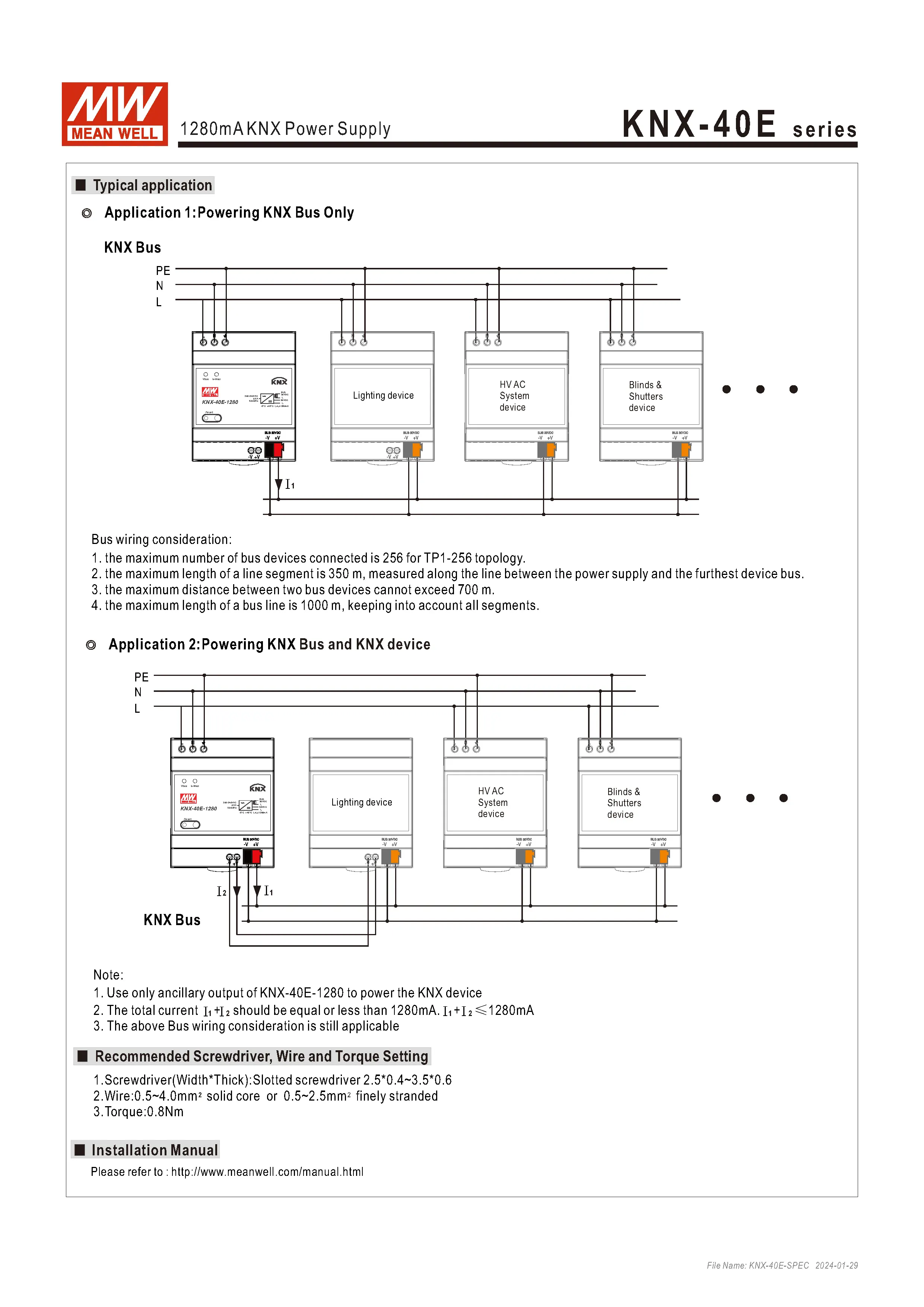 Mean Well Knx-40e-1280/d Ma Eib/knx Power Supply With Integrated Choke ...