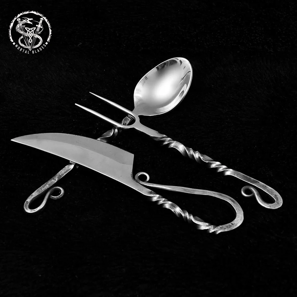 3 Piece Medieval Feasting Set Twisted Forged Medieval Cutlery Set ...