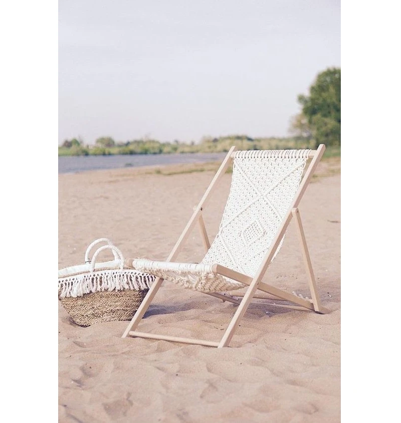 Macrame Relaxing Deck Chair Beach Folding Beach Chair Relaxing Cotton ...