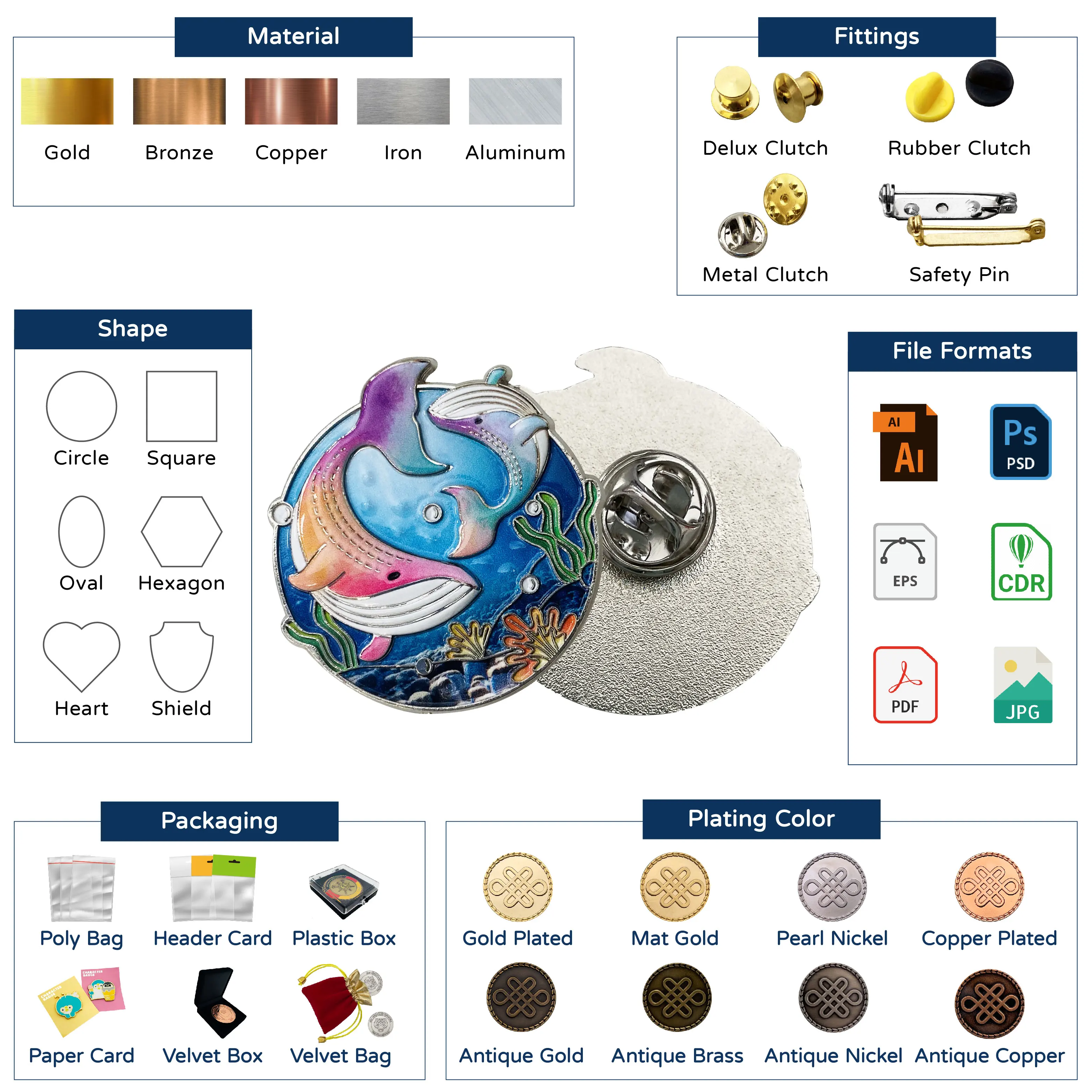 Custom Glitter Epoxy Lapel Pins - Perfect Promotional Gifts