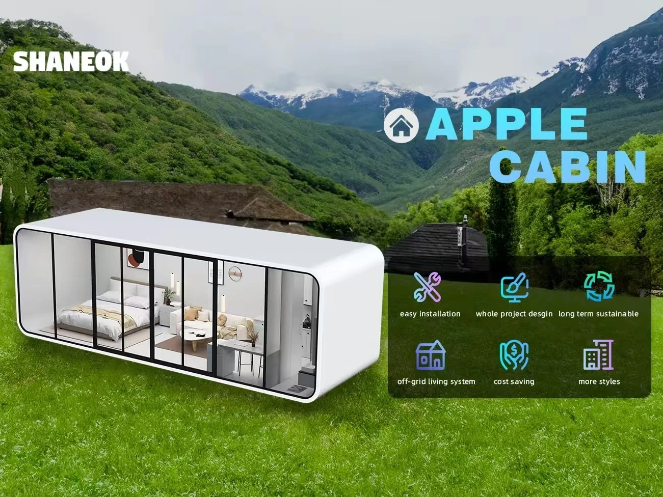 SHANEOK Prefabricated House - Luxury Detachable Apple Cabin