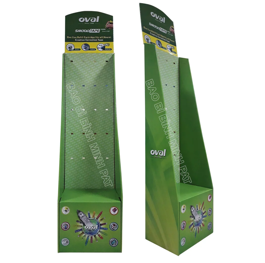 Recycled Cardboard Floor Standing Pen Display Rack with Hooks for ...
