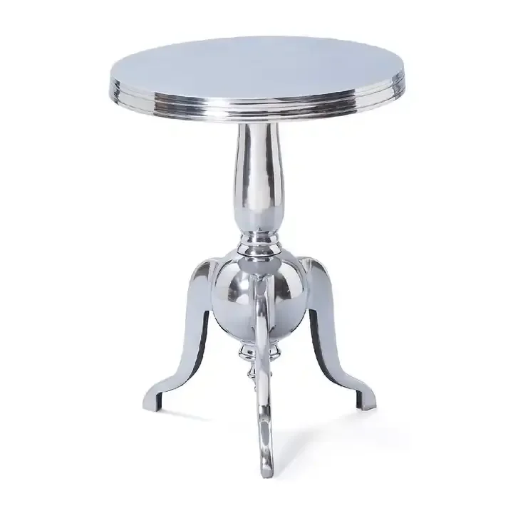 Tall Cast Aluminium Table in Chrome Finish - Modern Home Furniture