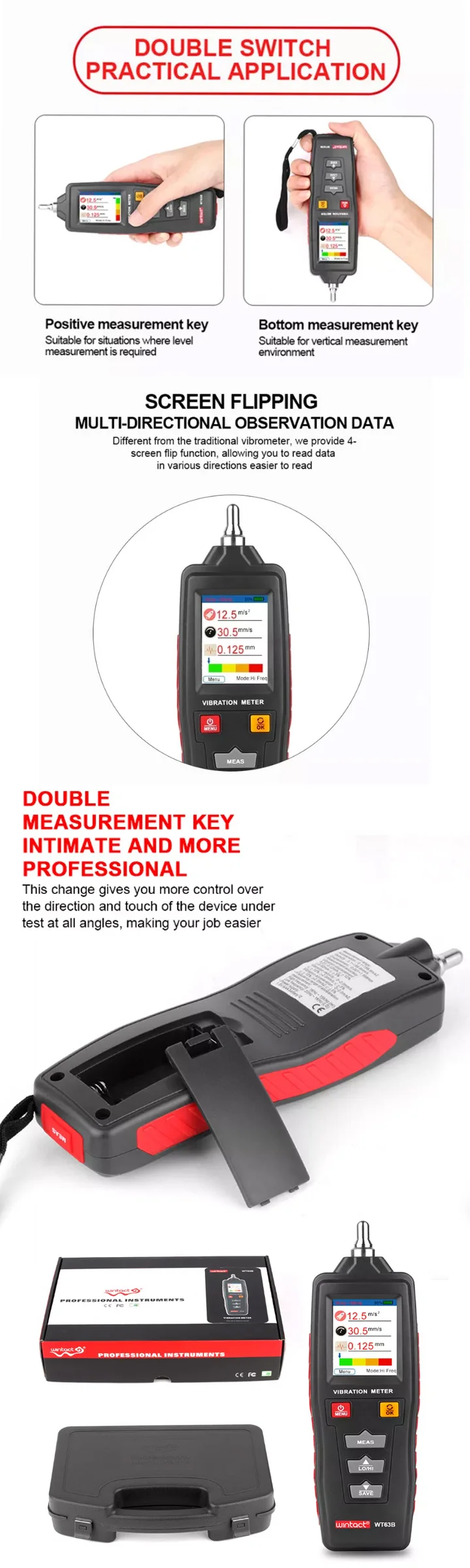 Wintact WT63B Portable Vibration Meter - Precision & Custom Support