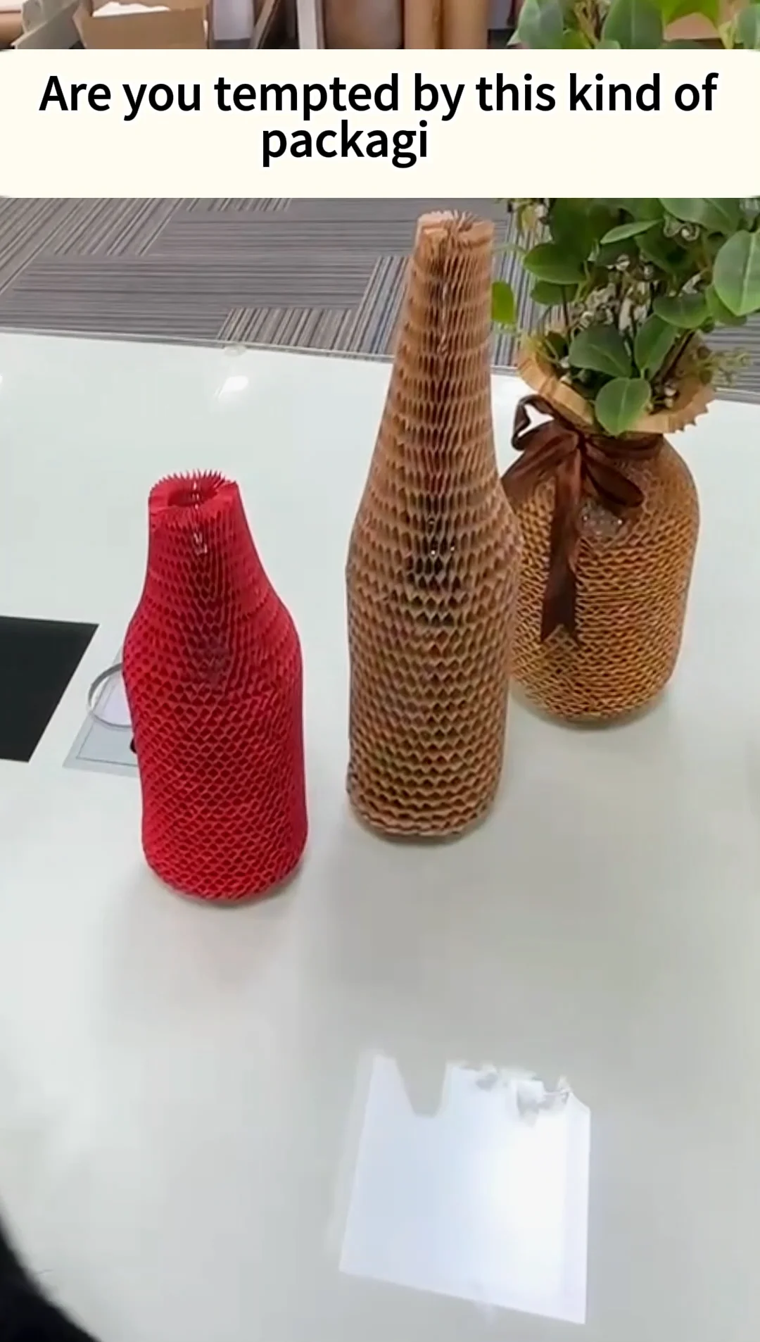 Eco Friendly Honeycomb Kraft Wrapping Paper Sleeve Wine Glass Bottle ...