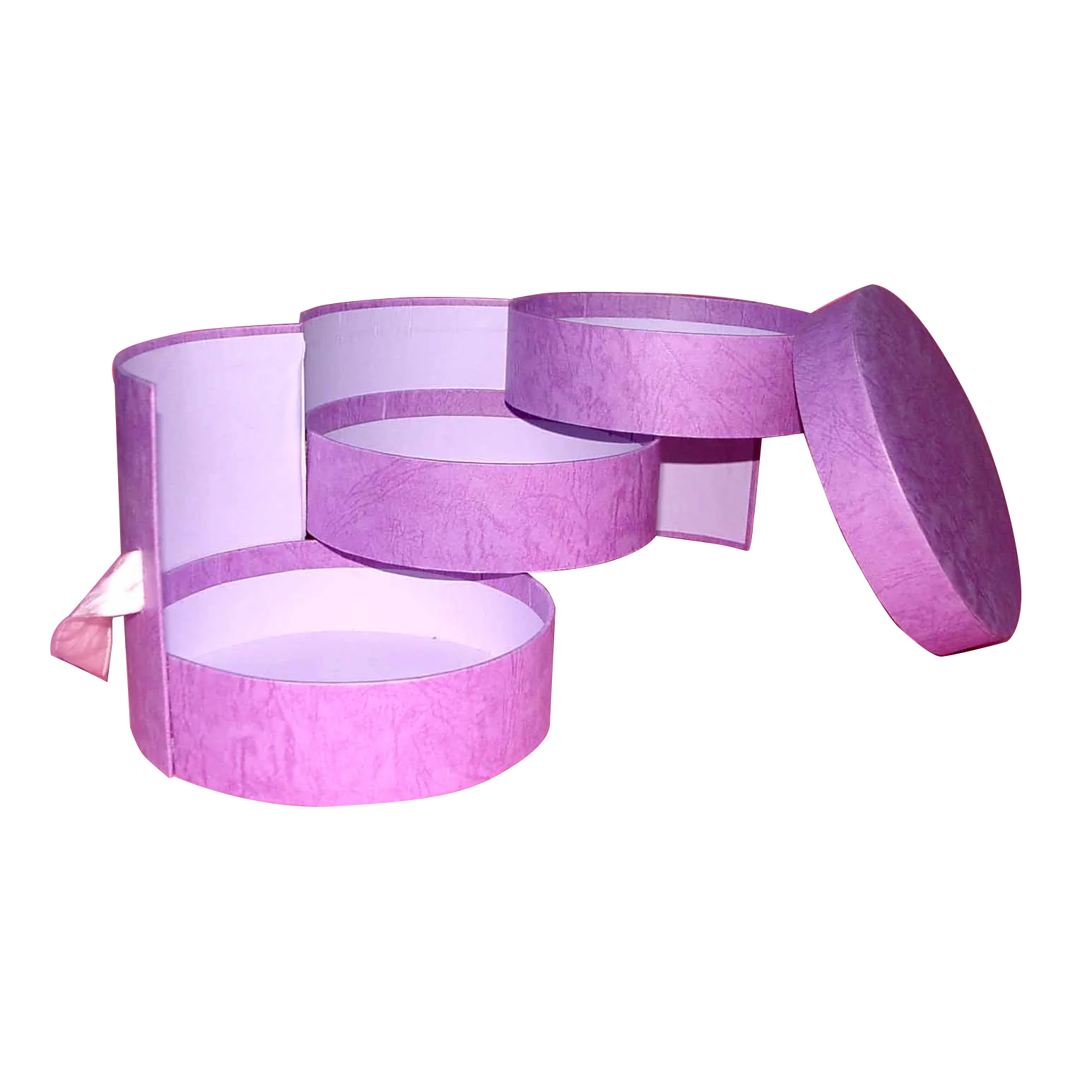 Custom Three Tier Round Cardboard Gift Box Recyclable Purple Color ...