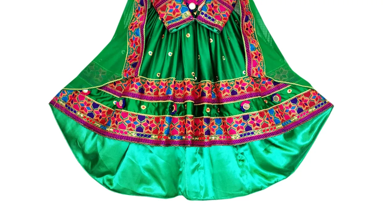 Afghan Fashion Green Clothes - High Low Design Pathan Dress