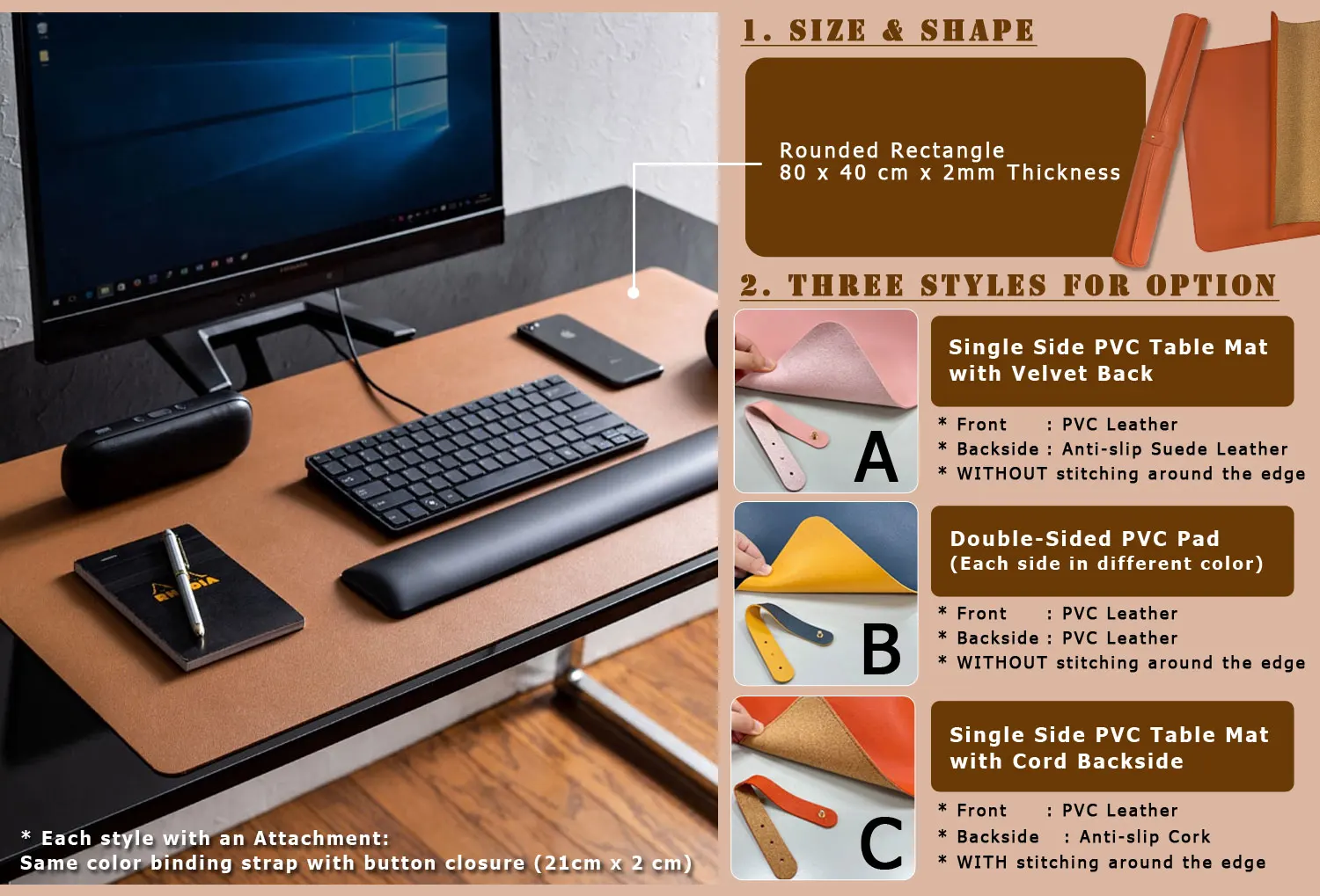 Large Custom Dual Sided Office Desk Mat Leather Big Mouse Keyboard Pad ...