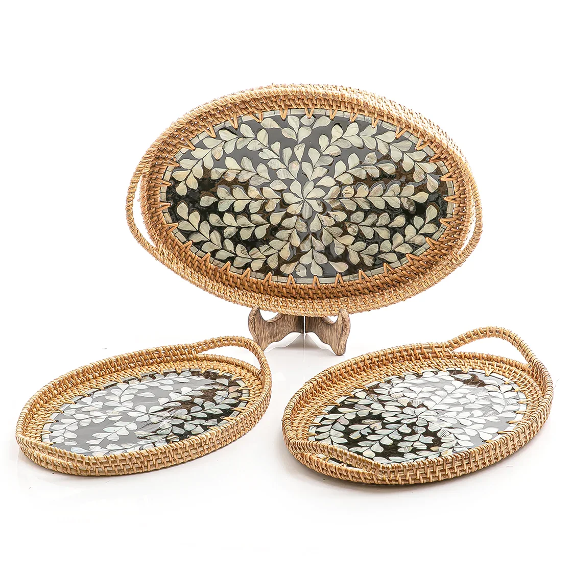 Saudi Arabia Party 2023 Mother Of Pearl Inlay Decorative Trays Set Of 3 ...