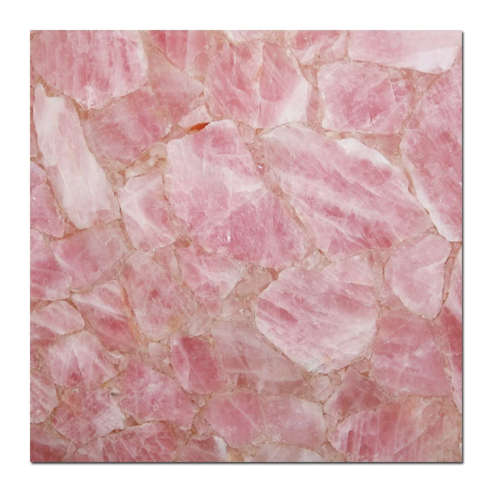 Natural Stone Slab Pink Crystal Rose Quartz Tiles Slab Reiki Healing ...