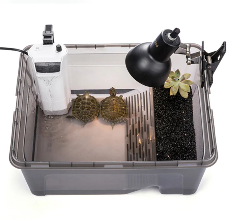Transparent Aquarium Turtle Tank Pet Cage Tortoise Reptile Feeding Box ...