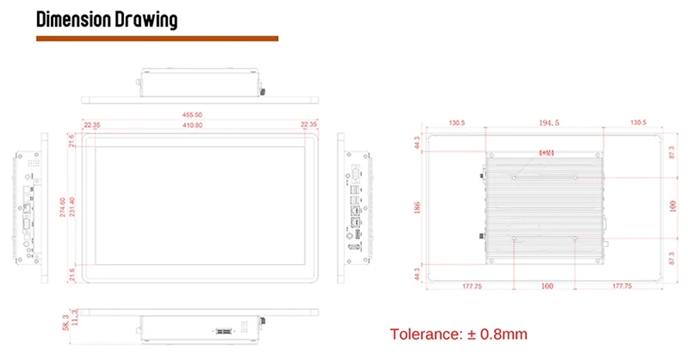 Full Flat All In One Embedded Industrial Computer 1920x1080 Resolution ...