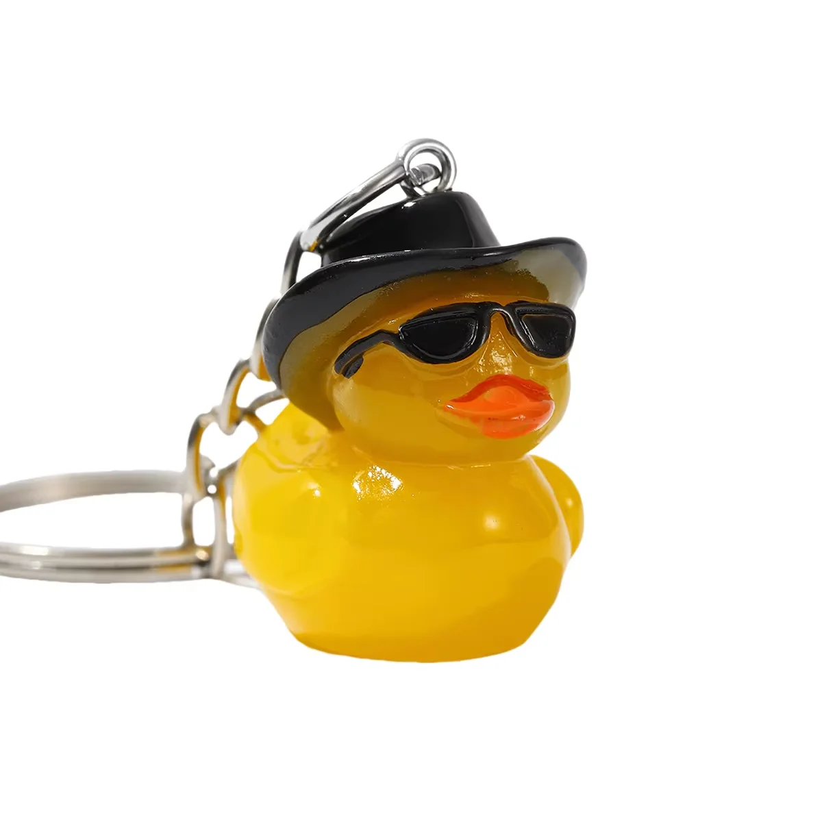 Wholesale Punk Cool Rubber Duck Key Chain With Hat Sunglasses Charms ...