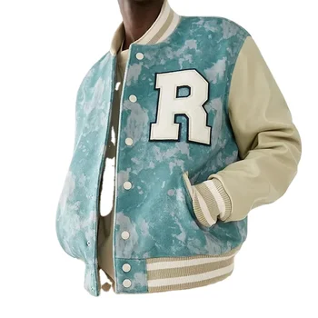 Spring Custom Letterman Jacket And Short Pants Set Cropped Patchwork ...