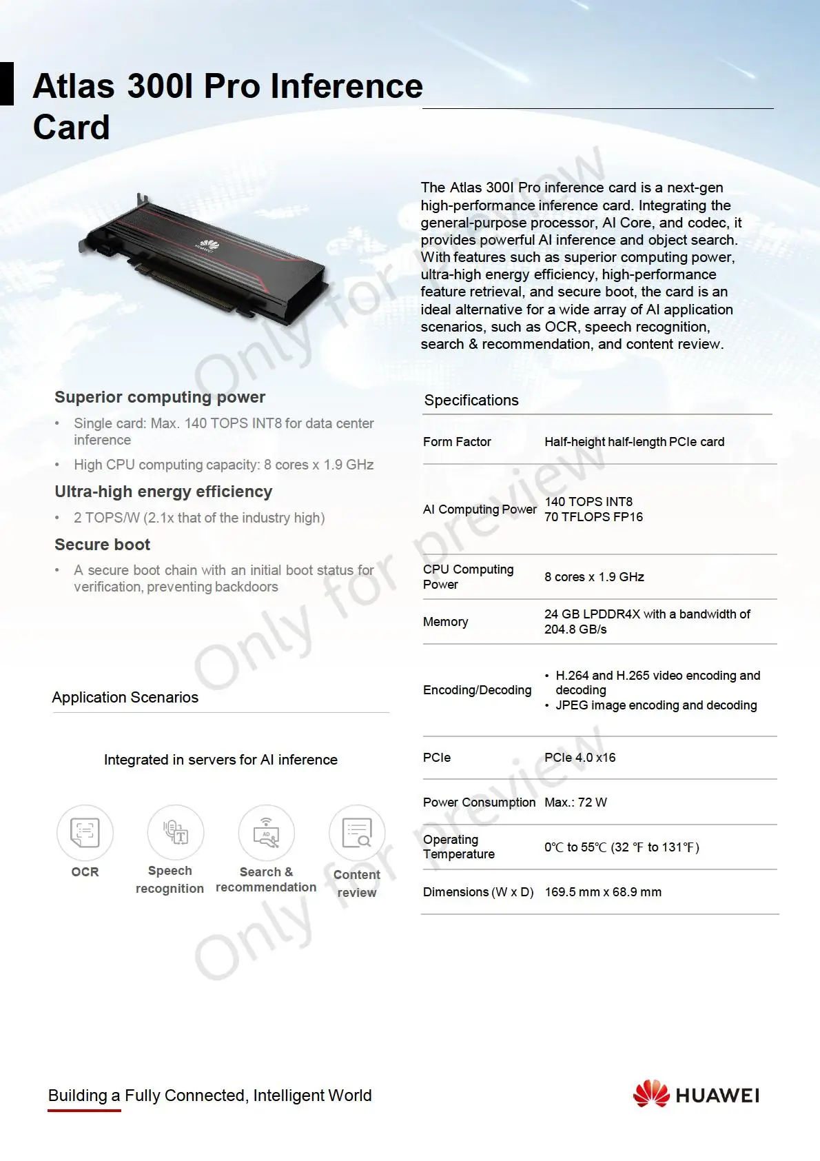 Atlas 300i推理卡 (型号: 3000/3010) - Buy Atlas 300i,Atlas 300 Ai加速器模块 Product on Alibaba.com