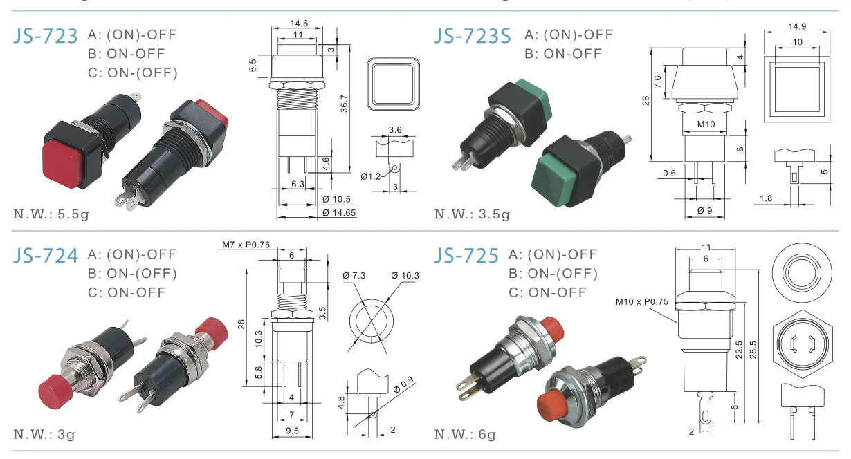 JEC Push Button Switch on-off Momentary - Reliable Control