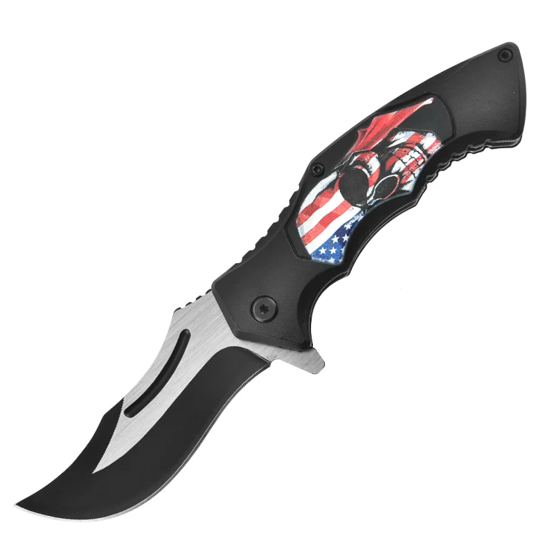 2024 New 3d Printed Skull Handle Edc Knife Outdoor Camping Safari Folding Custom Pocket Knife ...