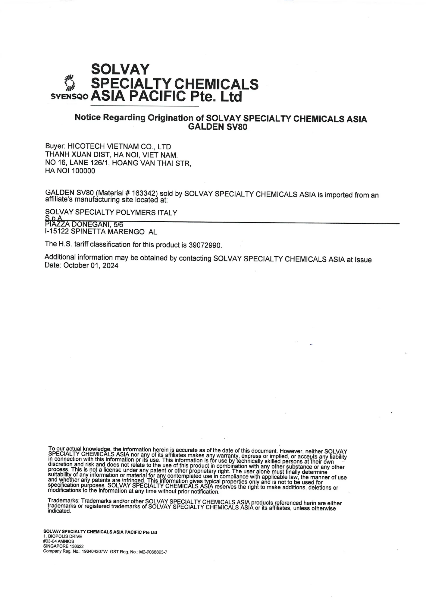 Perfluoropolyether (PFPE) Syensqo Galden SV80 Solvent Fluids Packaging ...