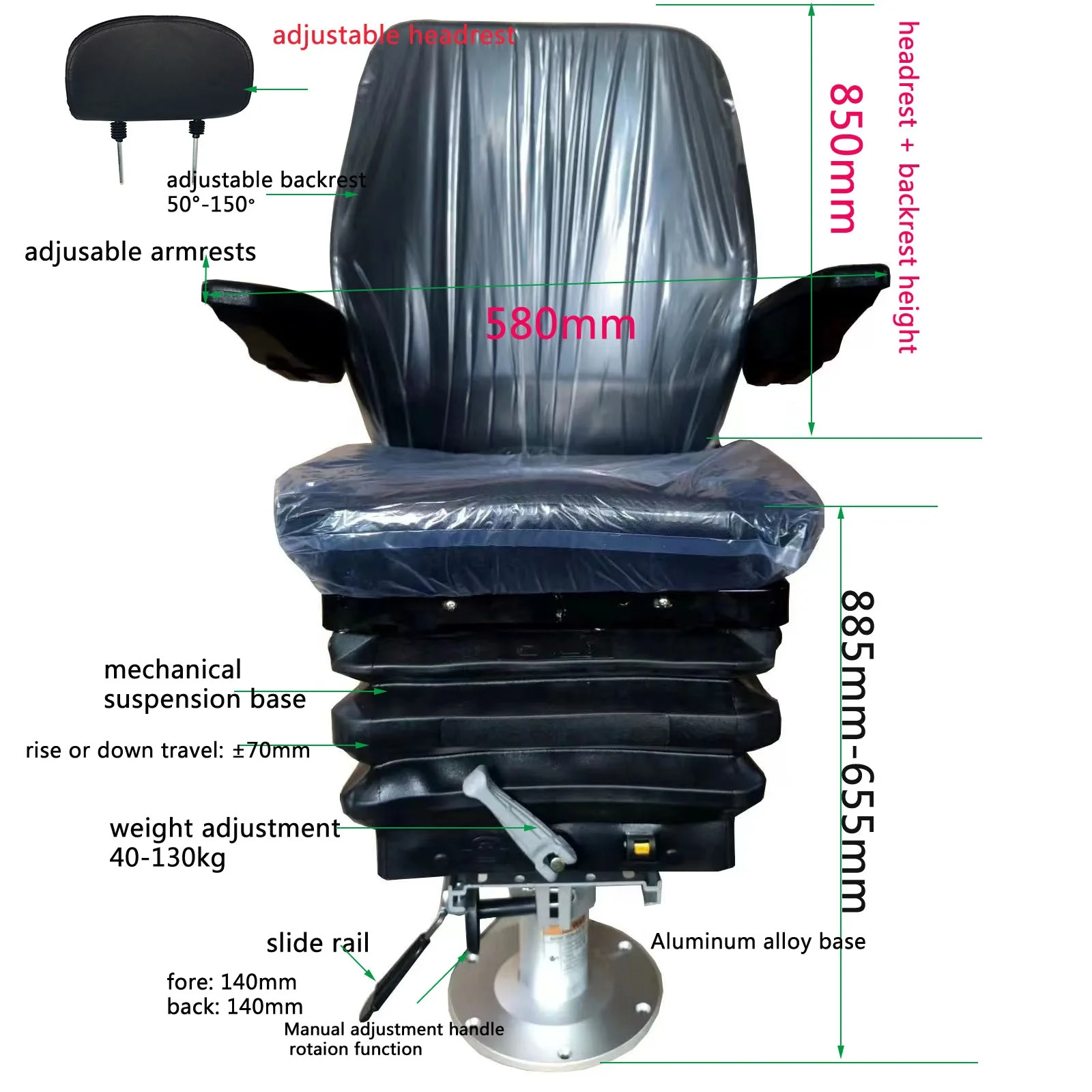 Spring Suspension Boat Pilot Seat With Stand,Aluminum Alloy Marine ...