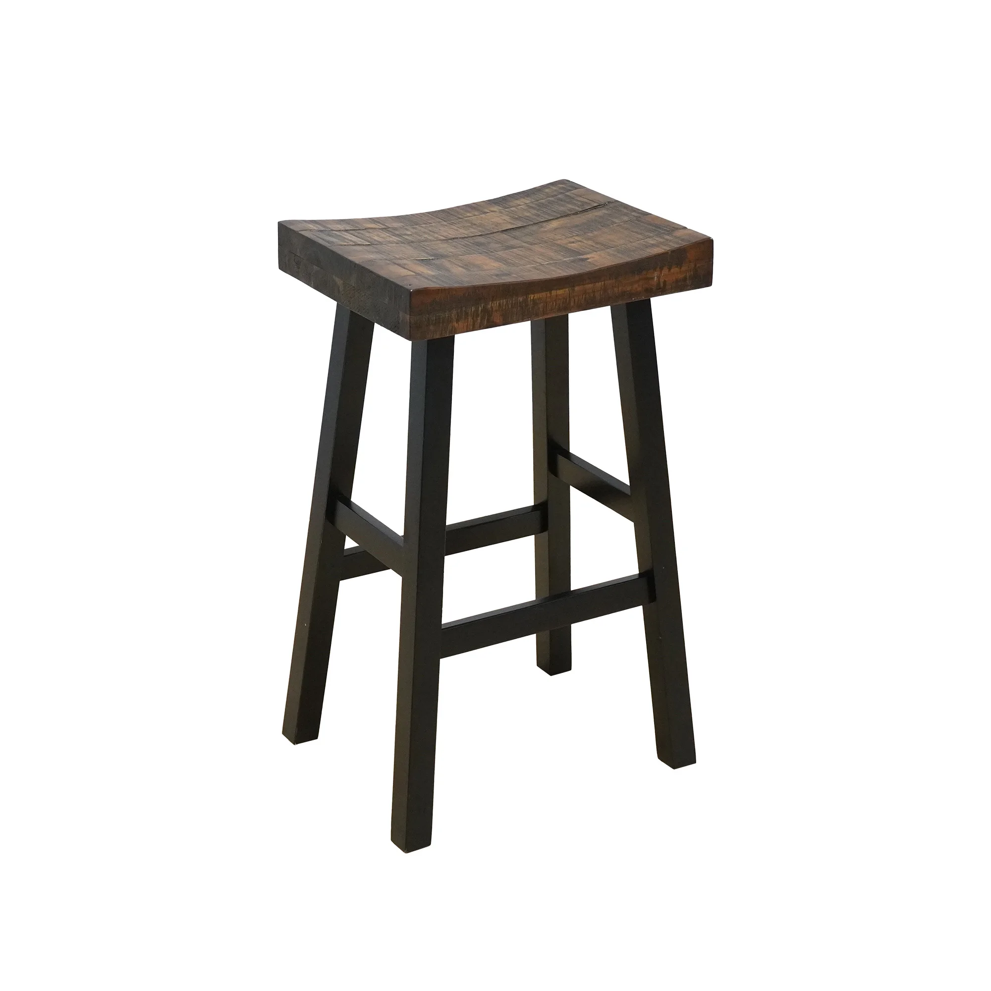 Wooden Counter Stool Rubber Wood Plywood Destructive Coloration Black ...