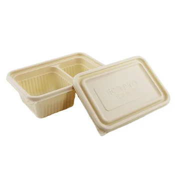 2 Compartment Packaging Bio Degradable Cornstarch Lunch Box With Lid ...