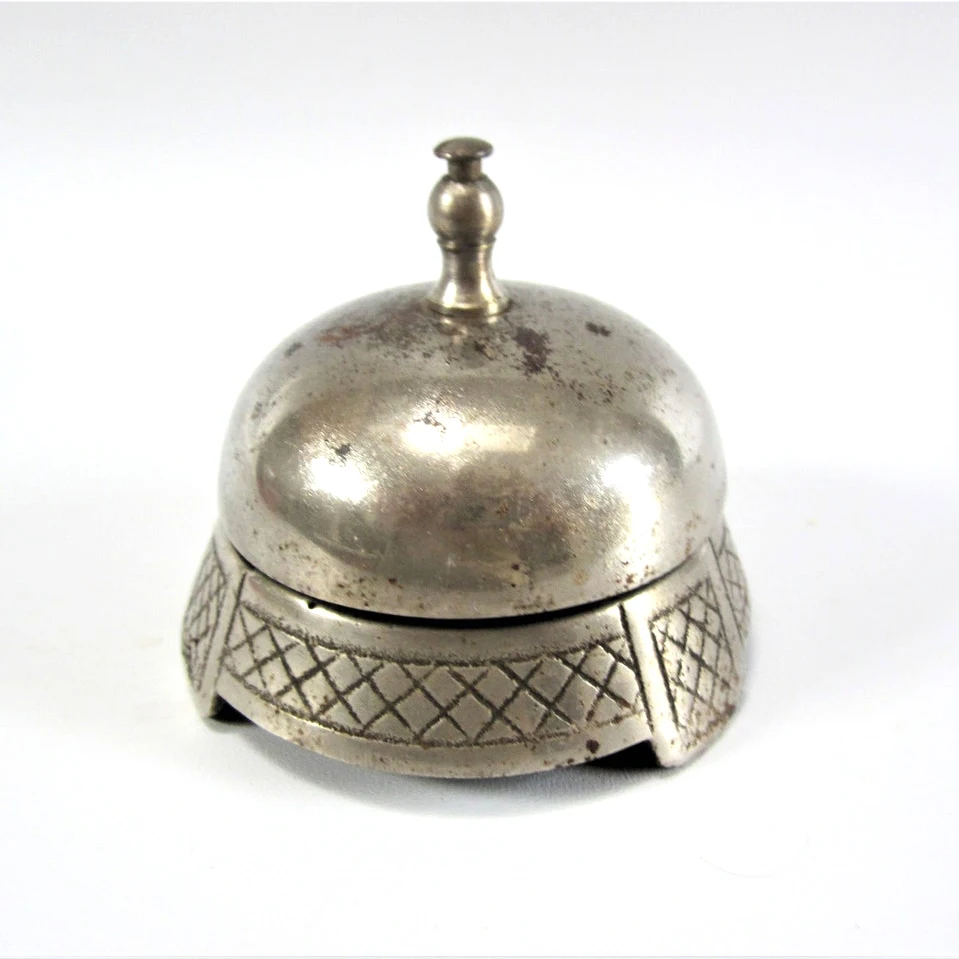 Large Silver Metal Desk Bell With Wooden Base Best Quality Product ...