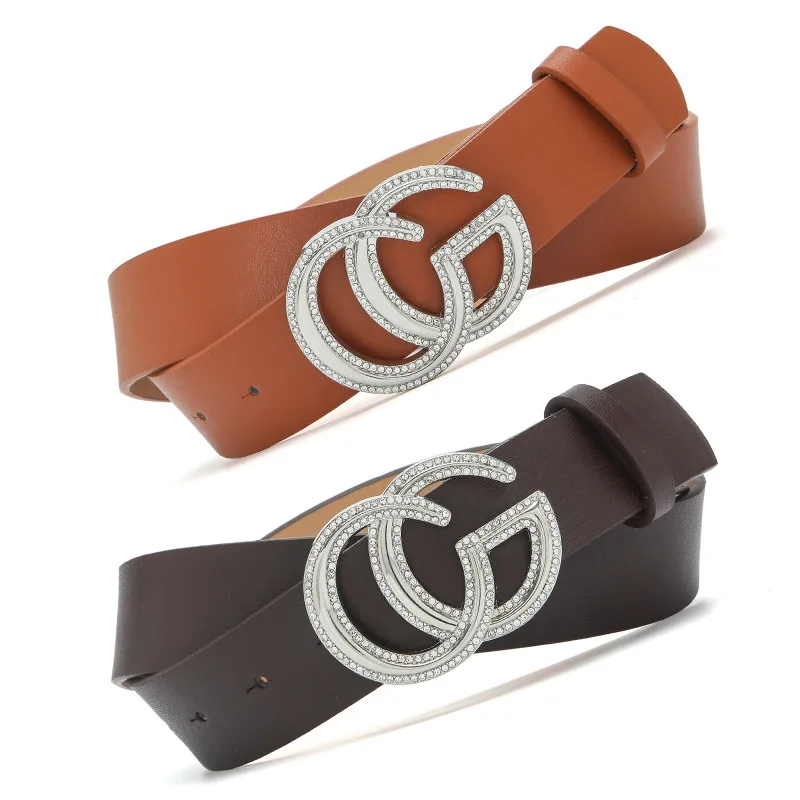 Hot Sale Cg Buckle Luxury Faux Leather Women Leisure Dress Waist ...