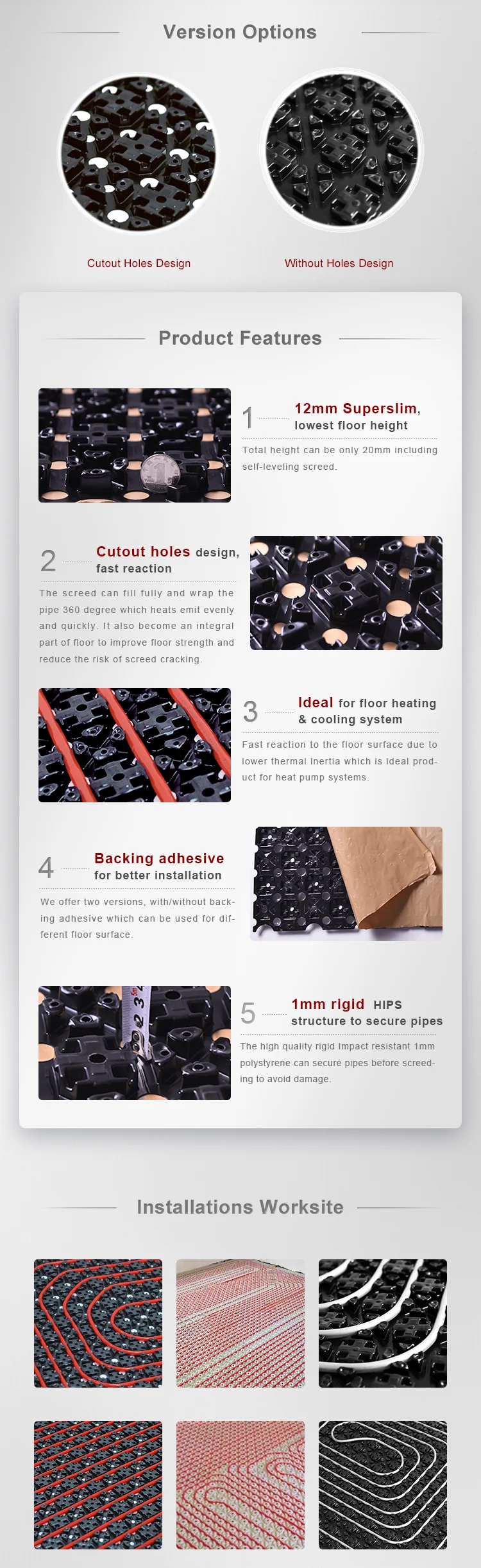 Modern Design PS Panel Heat Pump System Super Thin Screed Floor Panels ...