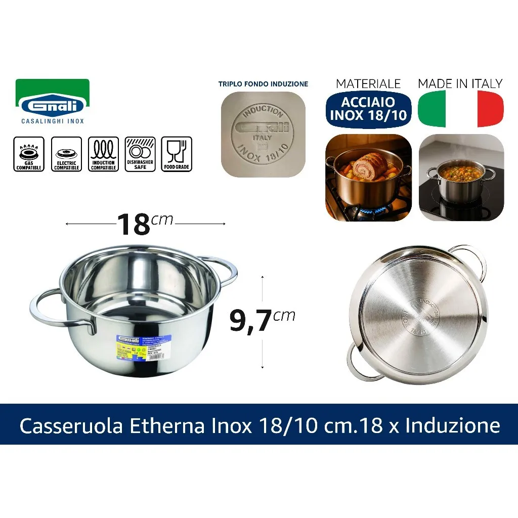 Eternova 18 cm Stainless Steel Casserole for Induction Premium Cookware ...