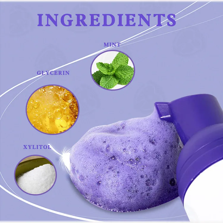 Oral Hygiene Tooth Brighten Purple Toothpaste Teeth Whitening Mousse ...