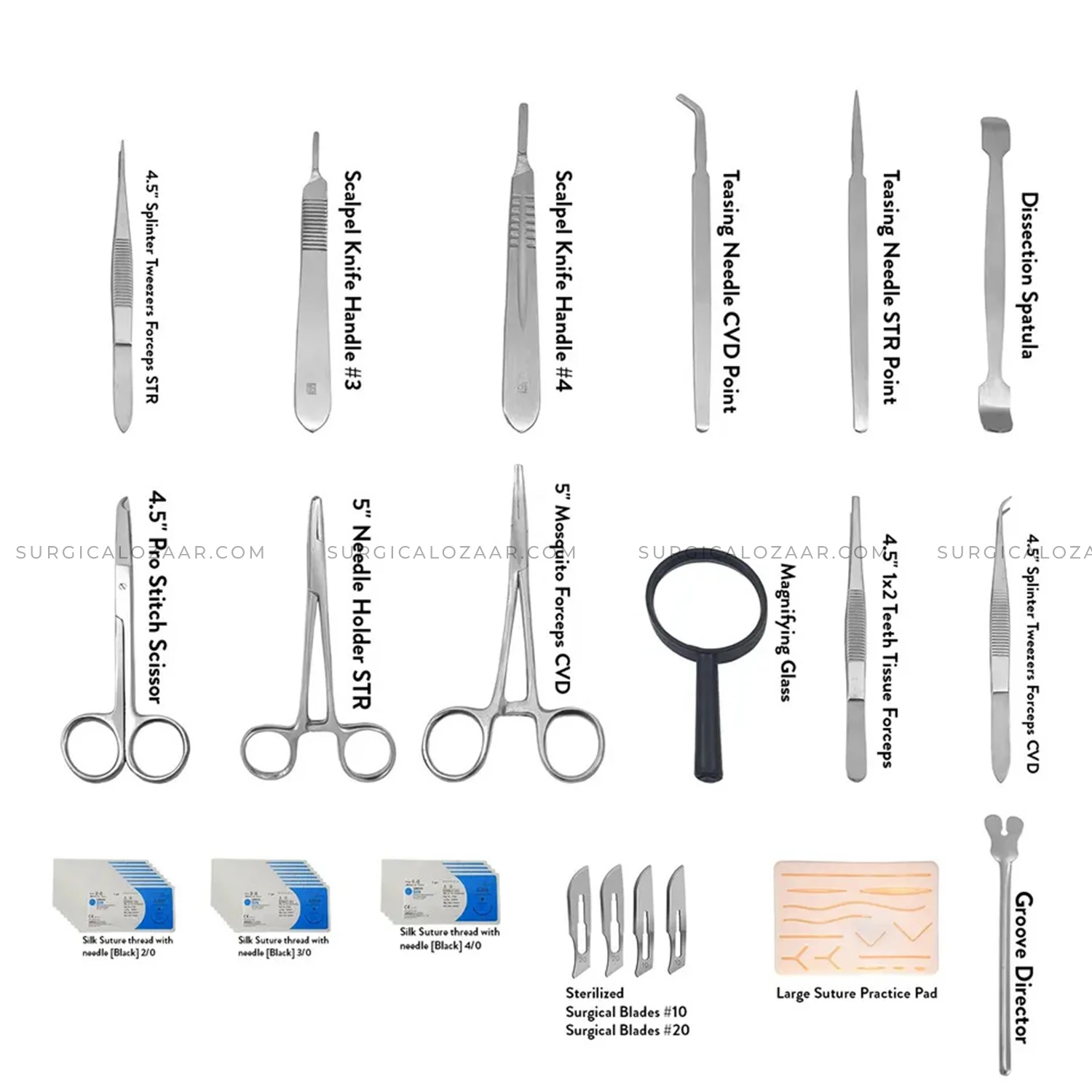 Advanced Suture Practice Kit Complete & Dissection Instrument Veterinary Kit For Anatomy ...