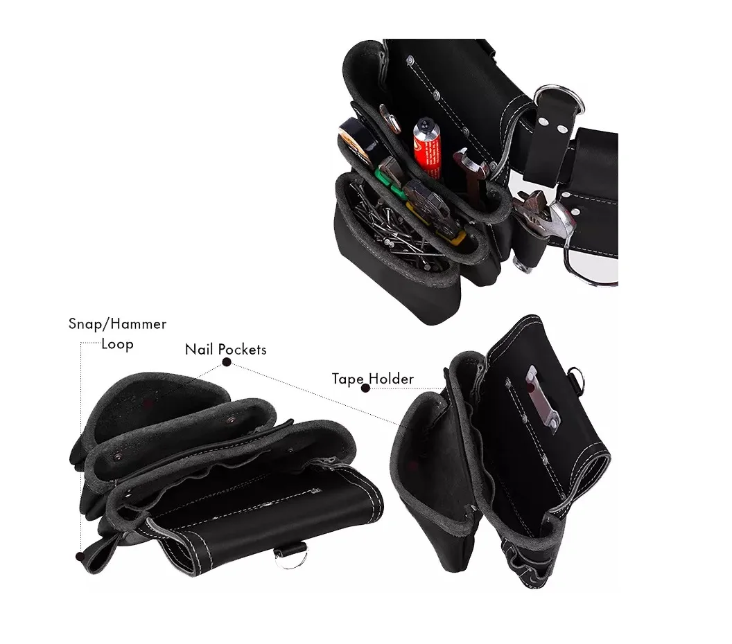 Custom Leather Carpenter Tool Belt Combo Tool Pouch Garden Electrician ...