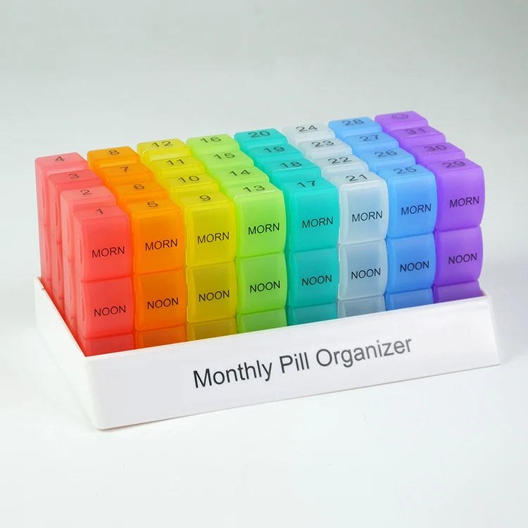 Three-times-a-day 30-day Pill Organizer,With 32 Slots,Medication Holder ...
