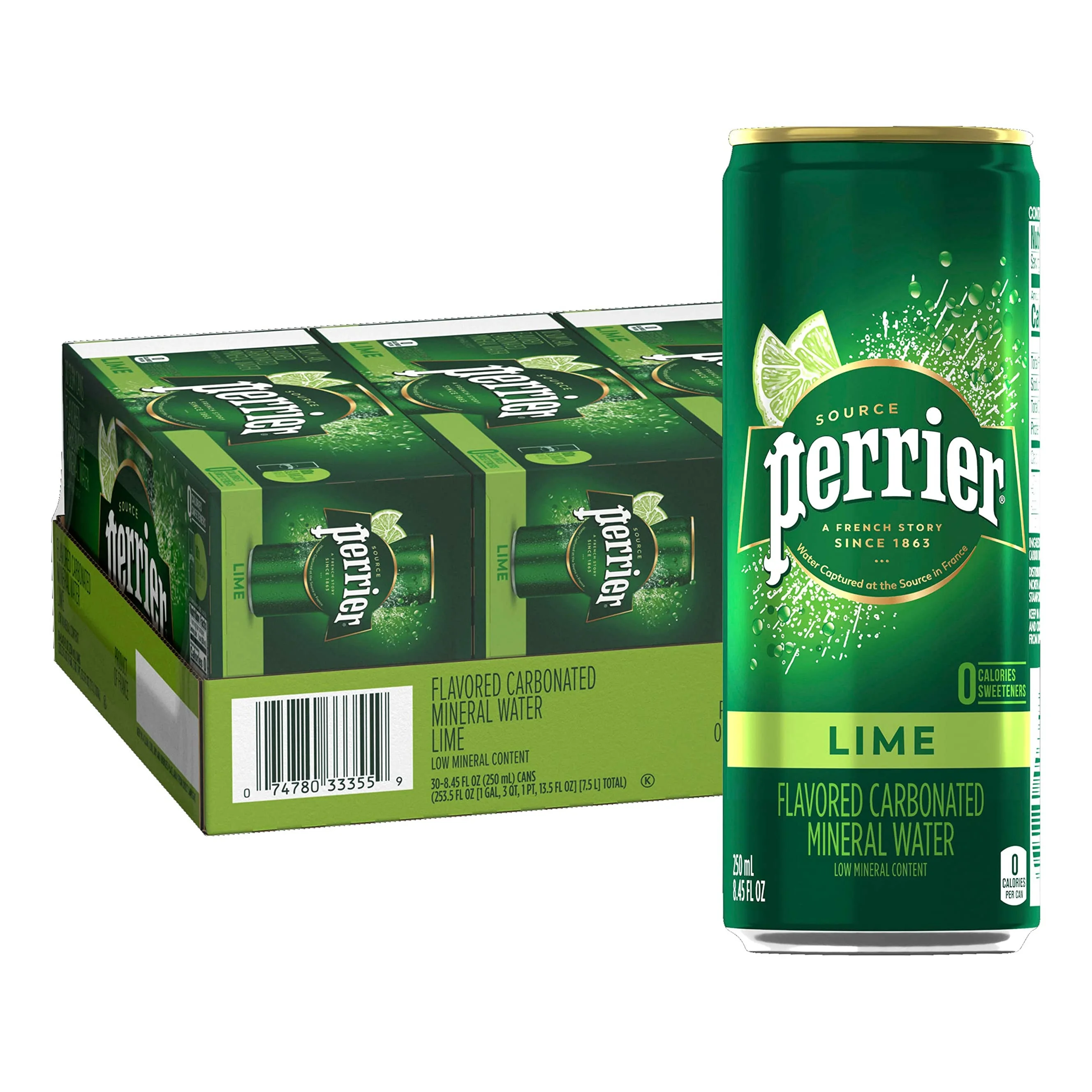 Perrier Natural Sparkling Water Glass And Plastic Bottles And Can ...