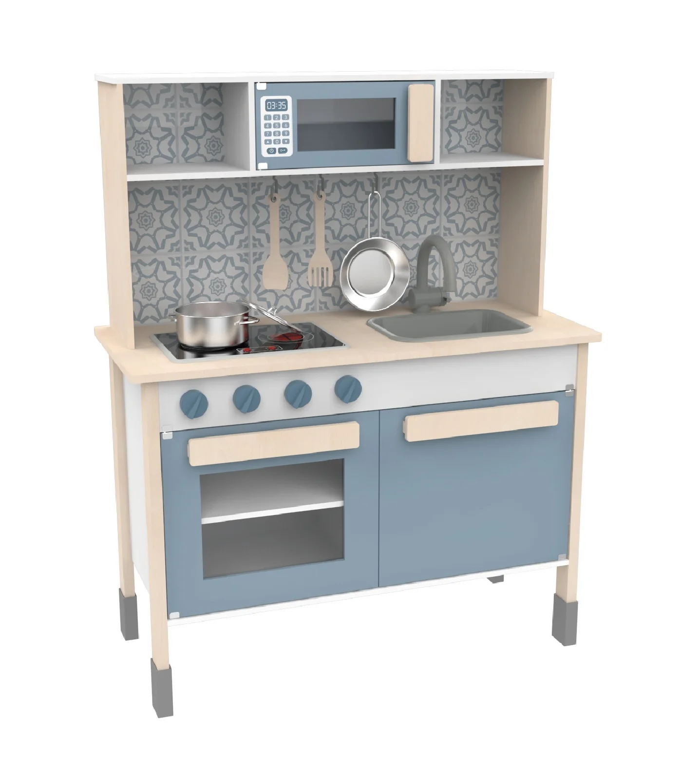 Modern Wooden Retro Kitchen Cooking Role Play Kids Big Diy Pretend ...