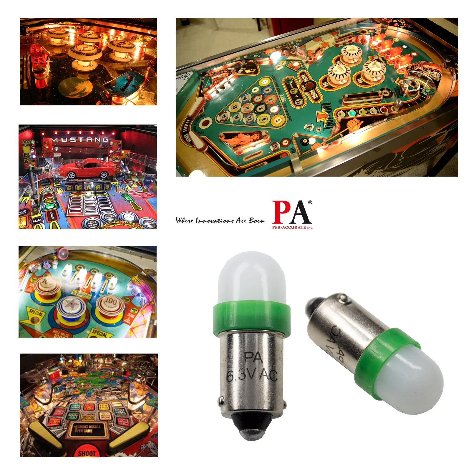 Pa Ba9s 2 Smd Led Frosted Lens Non Ghosting Green Pinball Machine Lamp ...