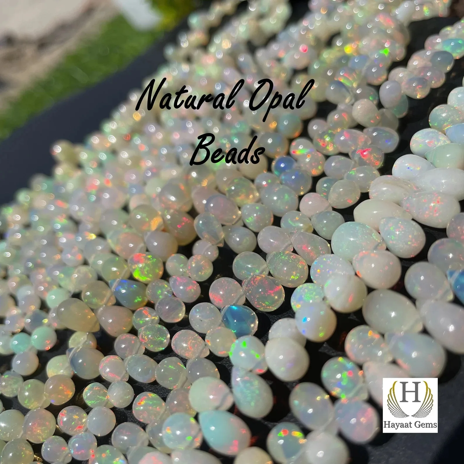 Natural Ethiopian Opal Teardrop Beaded Mix Lot round Smooth Fire Opal Drop Strings Golden White ...