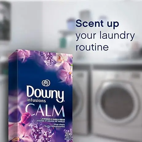 Climate Pledge Friendly Downy Infusions Dryer Sheets Laundry Fabric Softener,Calm Scent,Lavender ...