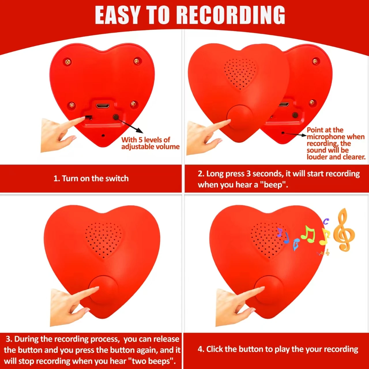 Heart Shape Recordable and Downloadable Sound Module Box Music Chip ...