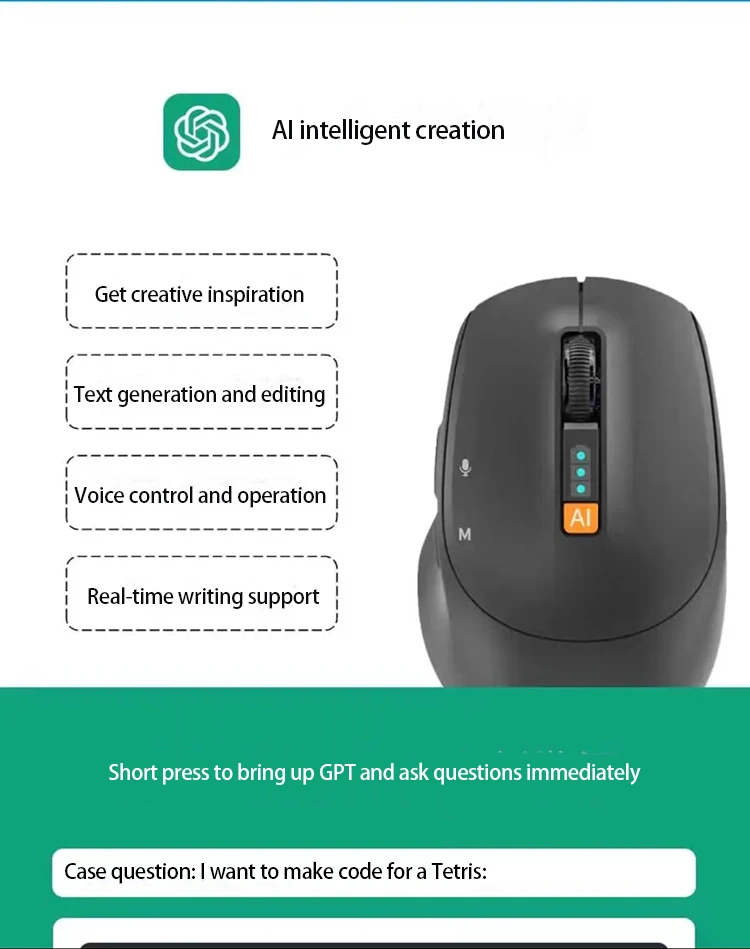 Innovative Design Ergonomic Ai Mouse Bluetooth Portable Mouse Wireless Gaming Mouse For ...