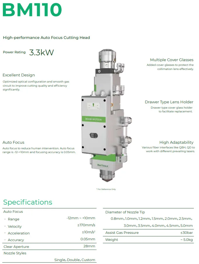 Raytools BM110 3KW Laser Cutting Head - Auto Focus Precision