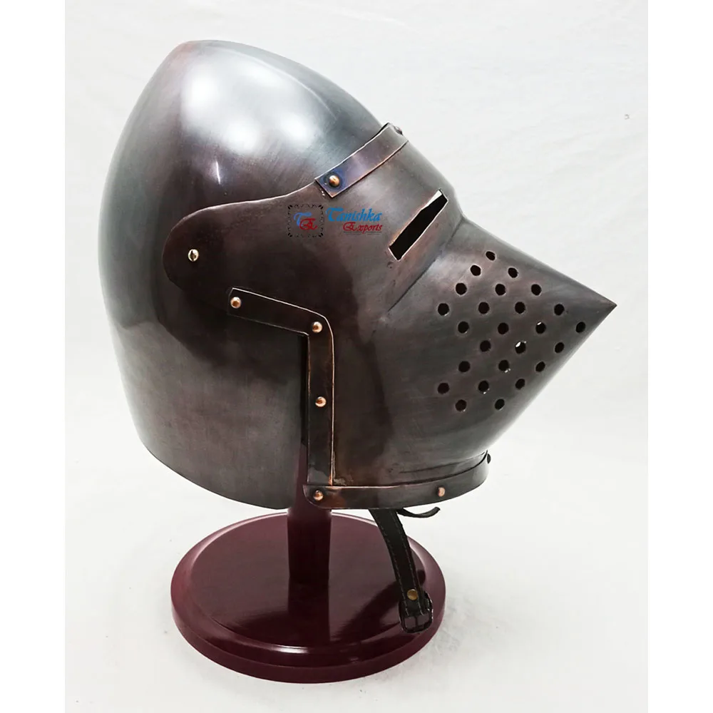 Medieval Crusader Pig Face Helmet - Battle Ready & Durable