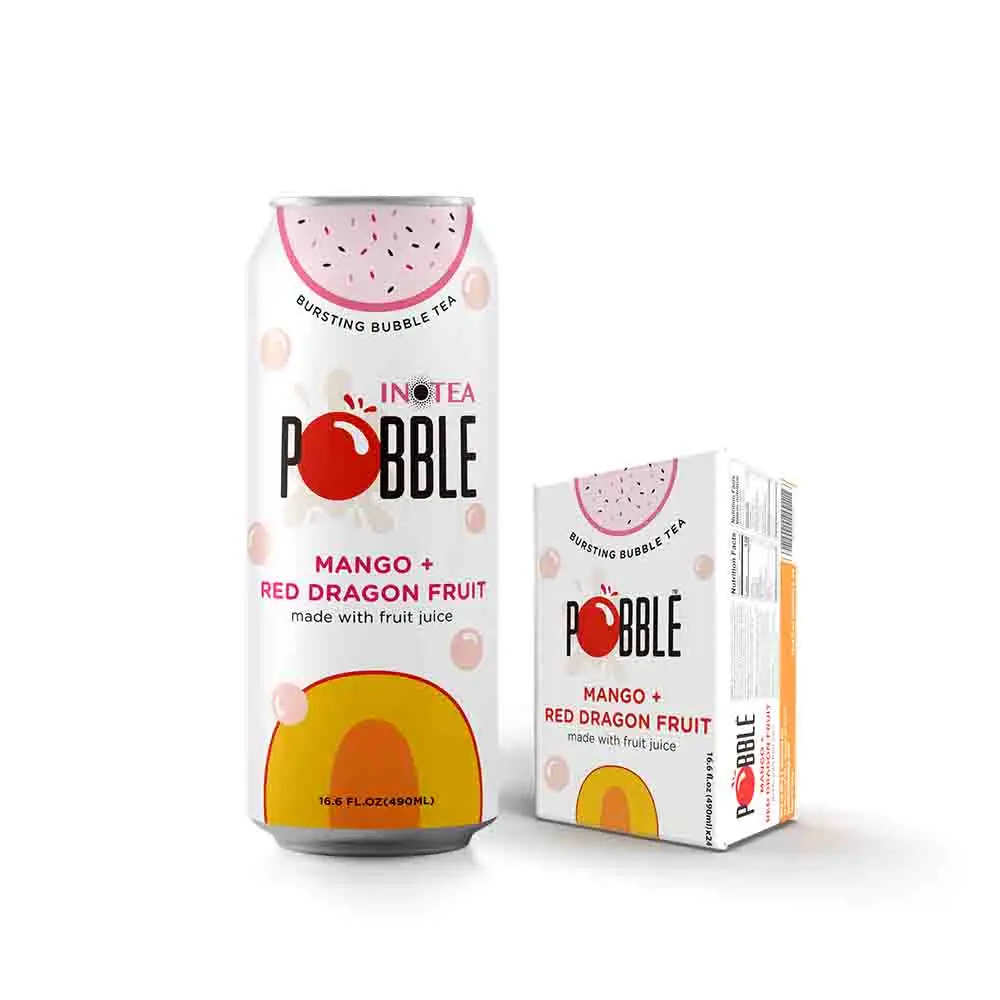 490ml Popping Boba Mango + Red Dragonfruit Bursting Boba Bubble Tea ...