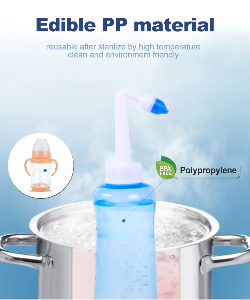 300ml 500ml Nasal Rinse System Nose Nasal Wash Bottle Neti Wash Pot ...