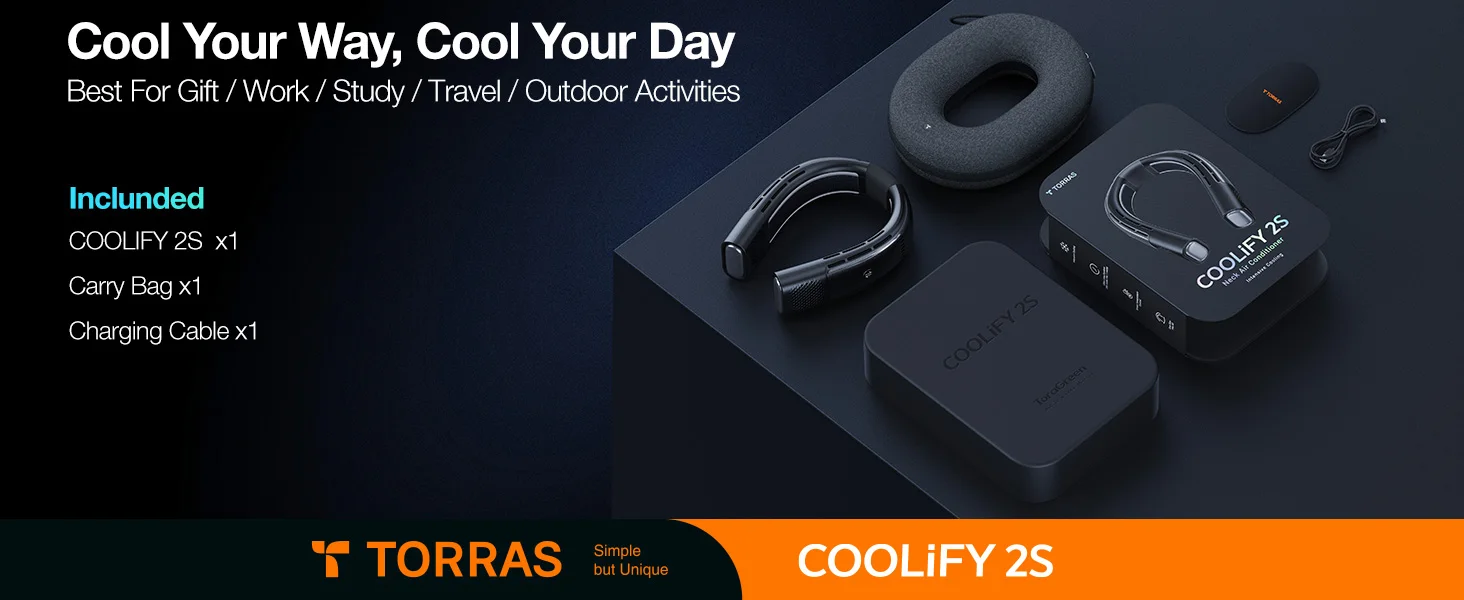 Torras Coolify 2s Neck Air Conditioner Strong Wind Personable Portable Neck Fan App Control ...