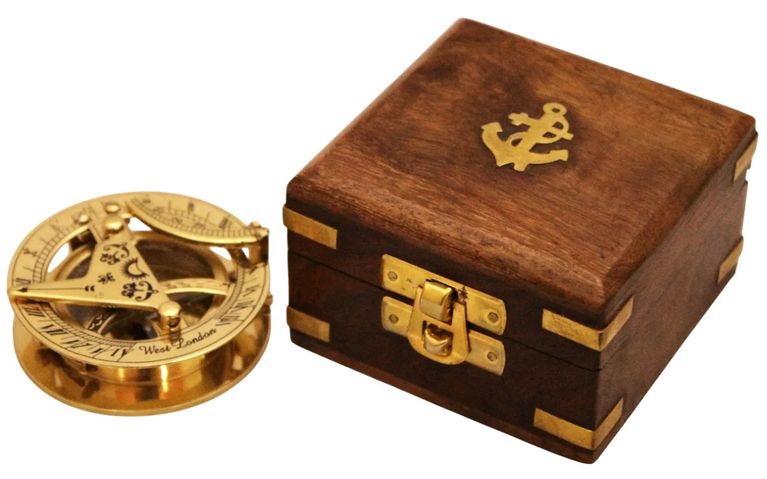 Vintage West London Design Antique Solid Brass Sundial Compass Premium ...