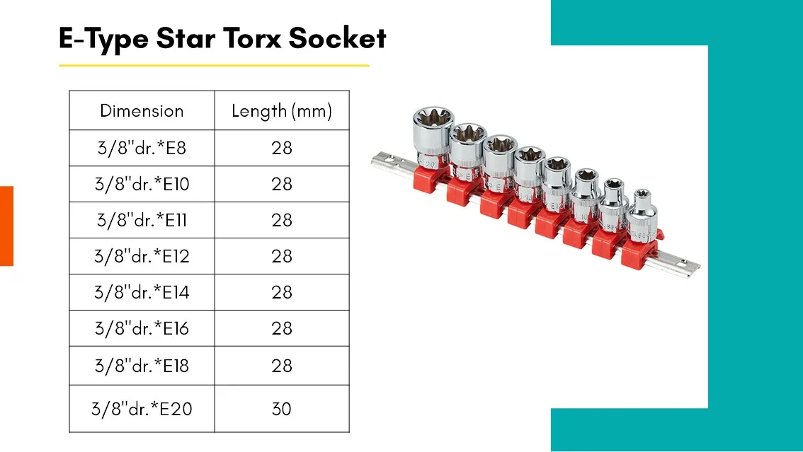 Chrome Vanadium Steel E-type Star Torx Socket - Buy Torx Socket,Chrome ...