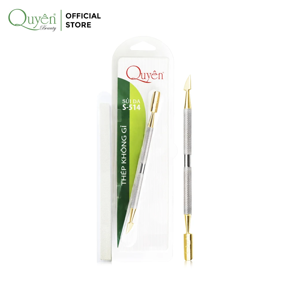 Nail Supplies Cuticle Pusher Stainless Steel Cleaner Silver Body Golden ...