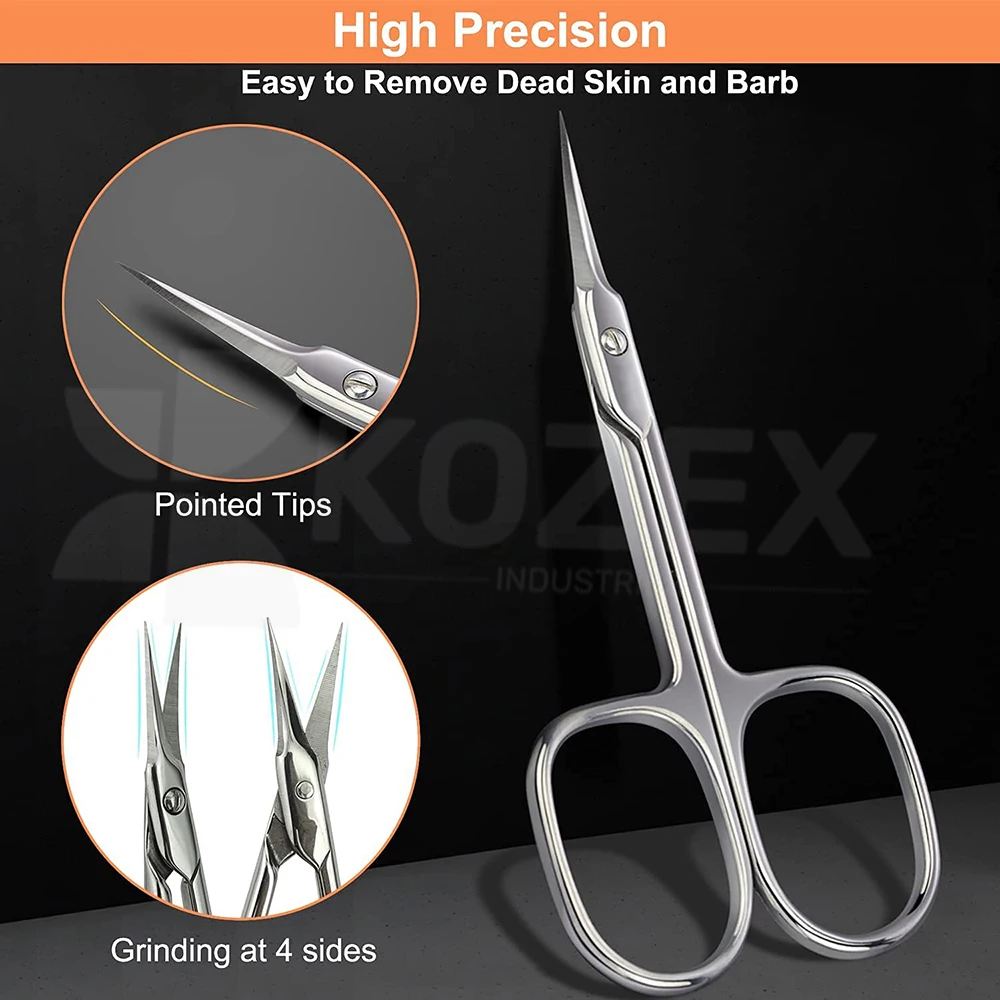 German Stainless Steel Extra Fine Point Manicure Nail Scissors Curved ...